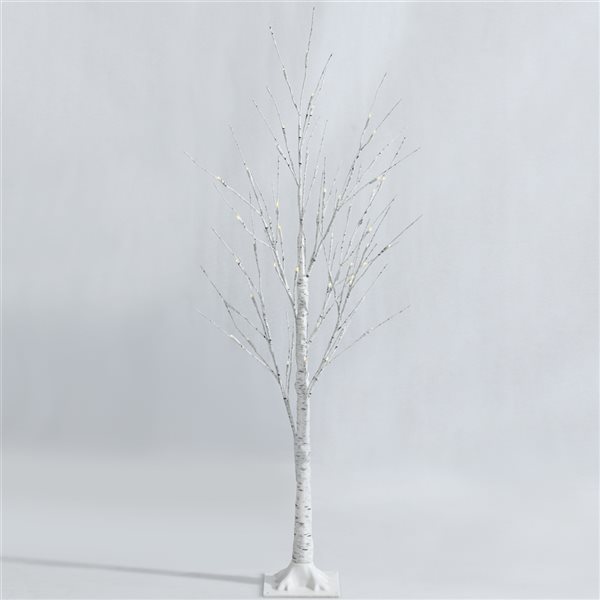 Costway 4-ft Pre-Lit White Twig Birch Tree for Christmas Holiday with ...