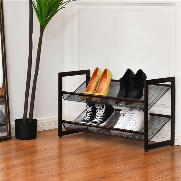 Costway 8-Pair Black Metal Shoe Rack HW66604 | RONA
