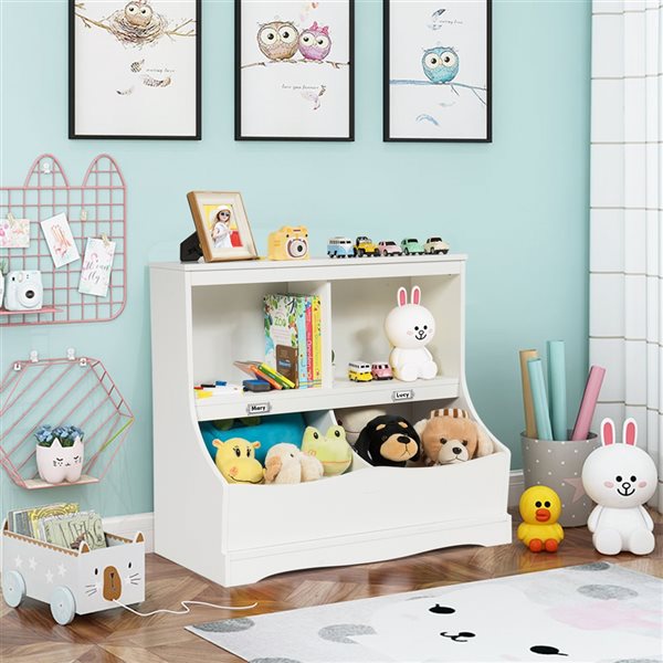 Costway White Rectangular Toy Box HW63982WH | RONA
