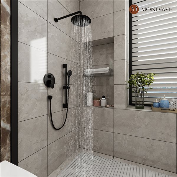 Mondawe Oil Rubbed Bronze Wall-Mount Built-in Shower Head and Hand ...