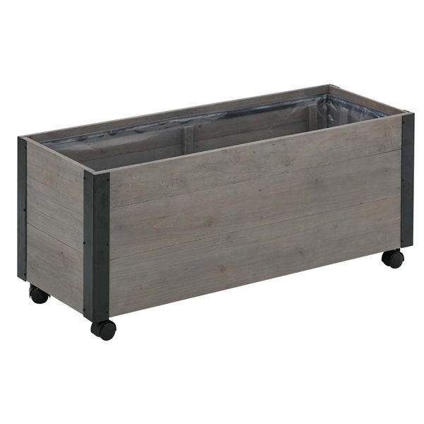 Grapevine 12.6-in x 15-in x 36-in Grey Recycled Wood Planter with ...