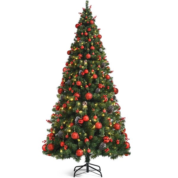 Costway 7-ft Pre-lit Full Green Artificial Christmas Tree with 350 Warm ...