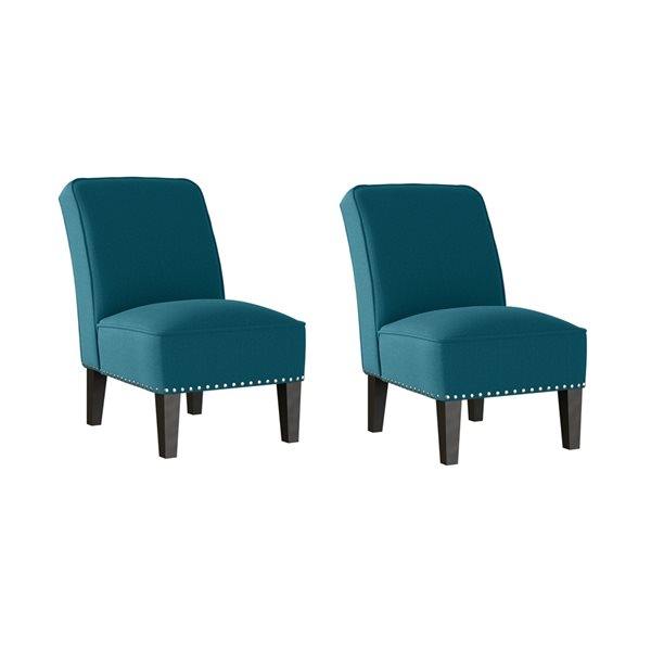 Handy Living Fuller Modern Peacock Blue Polyester Slipper Chair - Set ...