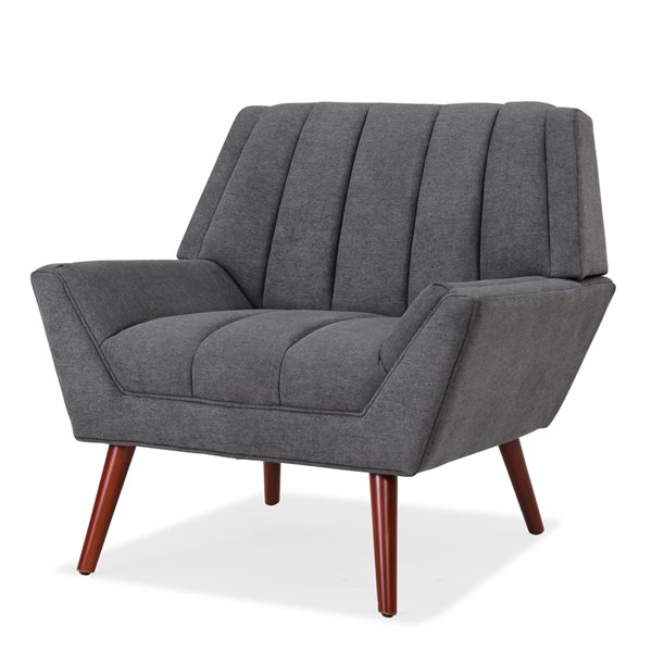 Handy Living Basalt Midcentury Dark Grey Polyester Accent Chair B187126 ...