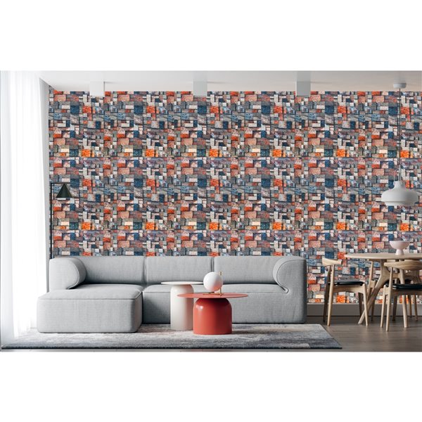 Dundee Deco Falkirk Markinch 2.5-ft x 27.6-in Orange and Grey Brown 3D ...