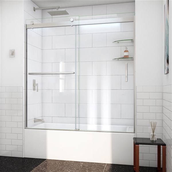 DreamLine Sapphire-V 62-in x 56 to 60-in Clear Bathtub/Shower Glass ...