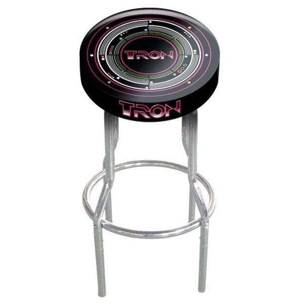 Arcade1UP Tron Adjustable Height Upholstered Bar Stool in Black ...