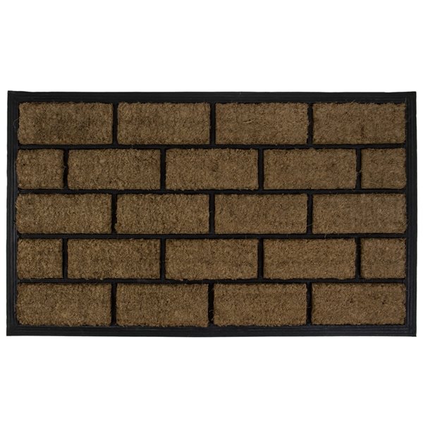 Northlight Brown and Black Brick Rectangular Doormat 18-in x 29.5-in ...