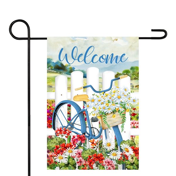 Northlight White Picket Fence Floral Outdoor Garden Flag 12.5-in x 18 ...