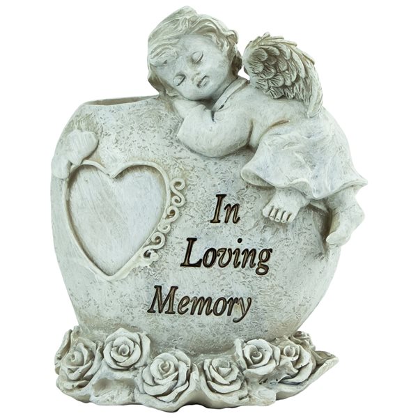 Northlight Gray Sleeping Angel "In Loving Memory" Outdoor Garden Statue ...