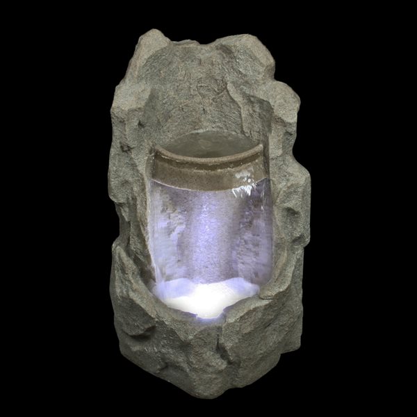 Northlight LED Lighted Gray Raised Stone Basin Outdoor Garden Water ...