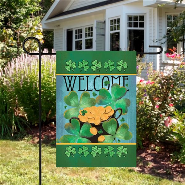 Northlight Welcome Pot of Gold Outdoor Garden Flag 12.5-in x 18-in ...