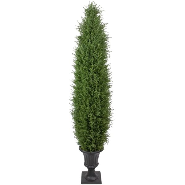 Northlight 5 ft Artificial Cedar Pine Arborvitae Tree in Urn Style Pot ...