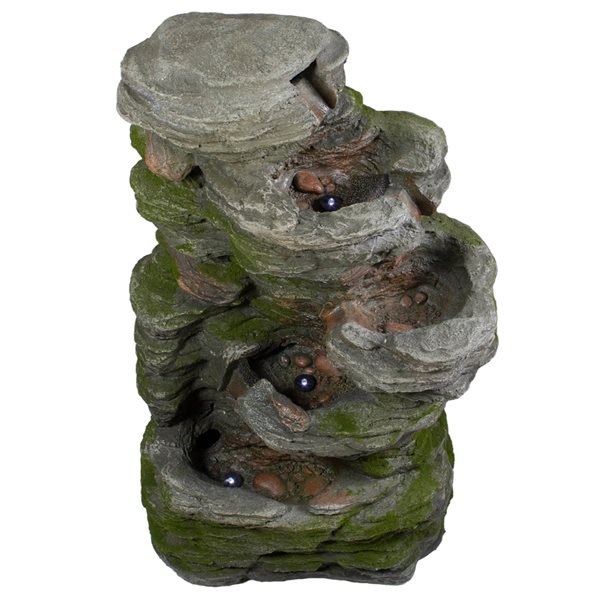 Northlight Gray Lighted 5-Tier Outdoor Garden Water Fountain 24.25-in ...