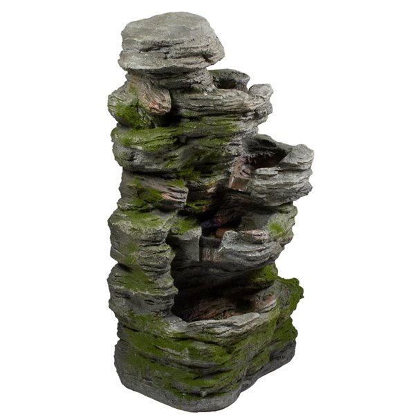 Northlight Gray Lighted 5-Tier Outdoor Garden Water Fountain 24.25-in ...