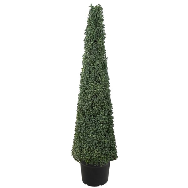 Northlight 4 ft Artificial Two-Tone Boxwood Pyramid Topiary Tree with ...