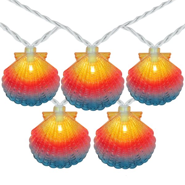 Northlight 10-Count Vibrantly Colored Seashell Patio String Light Set 7 ...