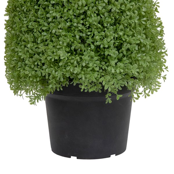 Northlight 3 ft Artificial Boxwood Cone Topiary Tree with Round Pot ...