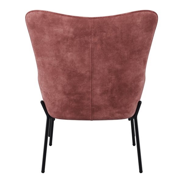 CorLiving Charlotte Salmon Pink Velvet Wingback Accent Chair with Stool ...
