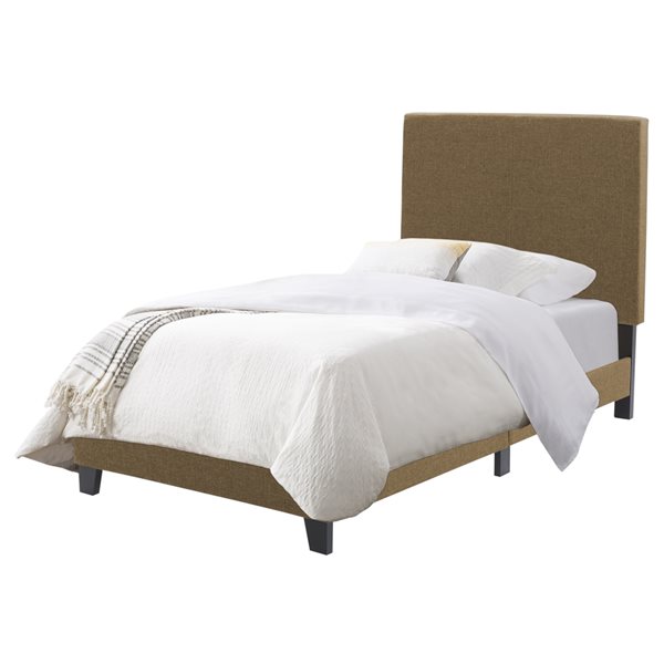 Lit capitonné en tissu Juniper de CorLiving, brun argile BSN-201-S | RONA