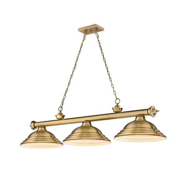 Z-Lite Cordon Rubbed Brass 3-Light Metal Pool Table Lighting 2306-3RB ...