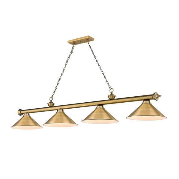 Z-Lite Cordon Rubbed Brass 4-Light Metal Pool Table Lighting 2306-4RB ...