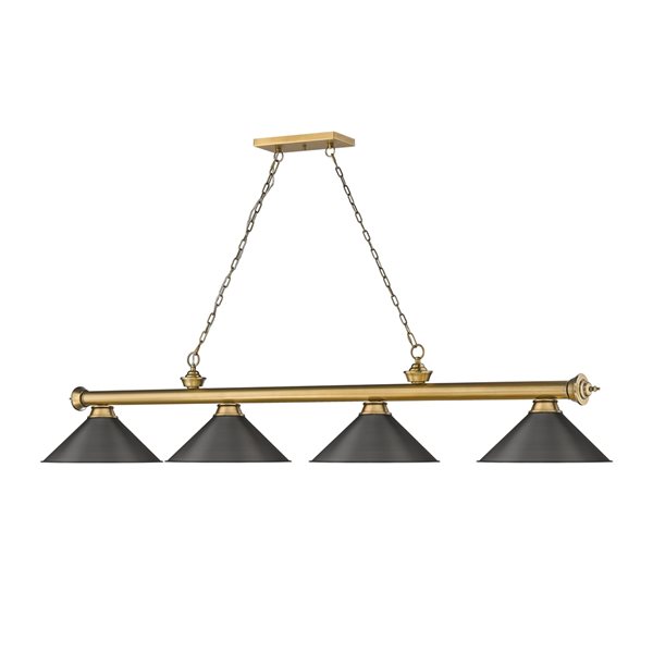 Z-Lite Cordon Rubbed Brass 4-Light Metal Pool Table Lighting 2306-4RB ...