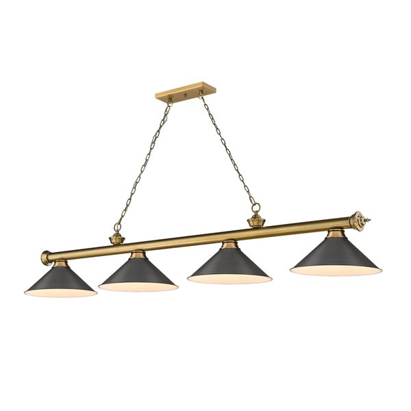 Z-Lite Cordon Rubbed Brass 4-Light Metal Pool Table Lighting 2306-4RB ...