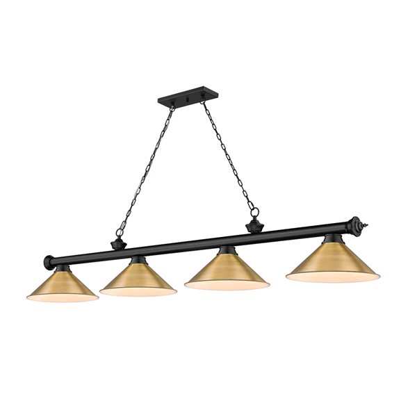 Z-Lite Cordon Matte Black and Rubbed Brass 4-Light Metal Pool Table ...