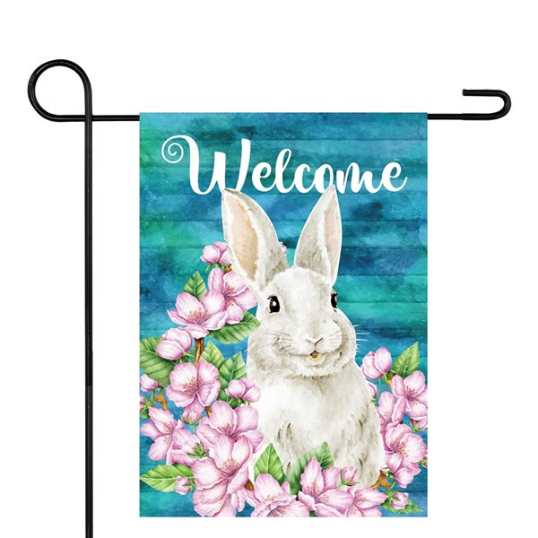 Northlight 12.5-in x 18-in Welcome Bunny Floral Spring Flag 35126853 | RONA