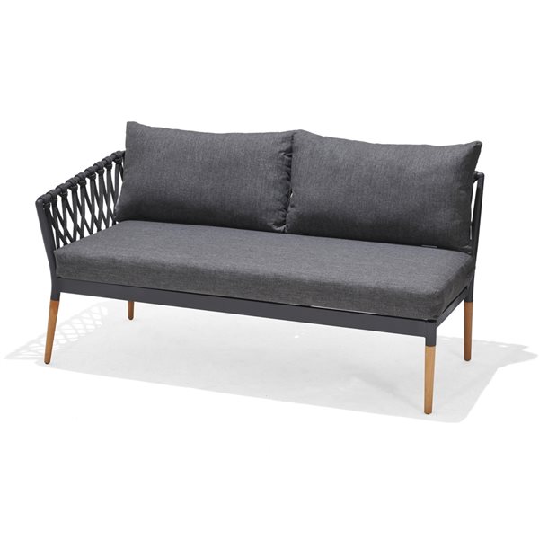 LifestyleGarden Ipanema Dark Grey Aluminum Frame Outdoor Sofa with ...