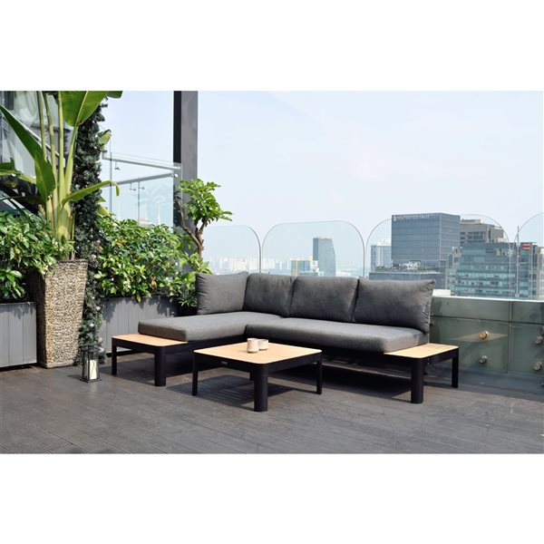 LifestyleGarden Portals Dark Grey Aluminum Frame Outdoor Modular Sofa ...
