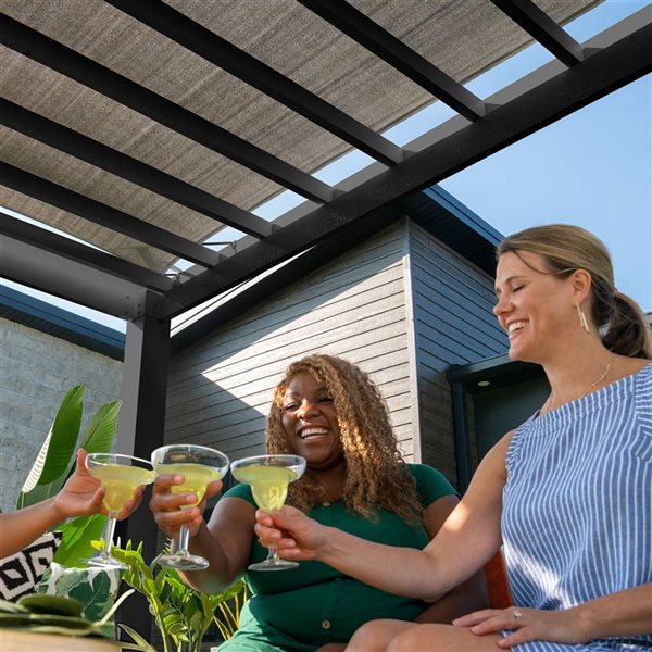 Pergola Trenton par Backyard Discovery autoportante en métal noir de 10 pi l. x 14 pi L. x 7,5 ...