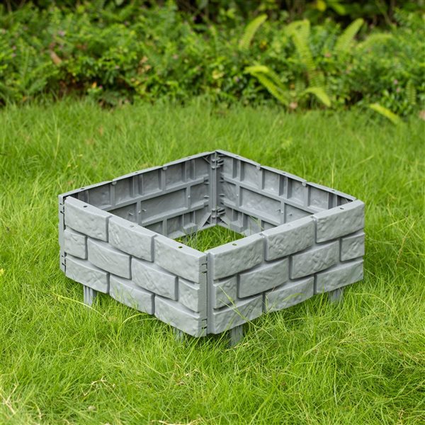 Gardenised 11.5-in x 17-in Grey Imitation Stone Edging Fence - Set of 4 ...