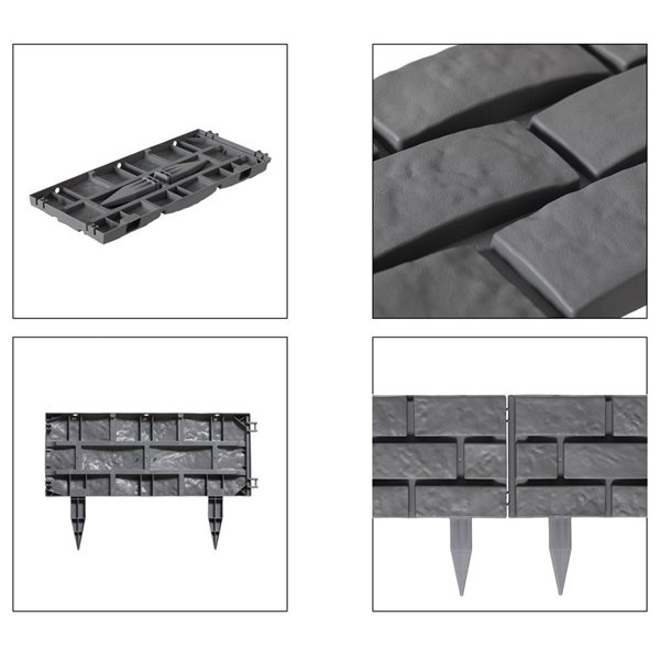 Gardenised 11.5-in x 17-in Grey Imitation Stone Edging Fence - Set of 4 ...