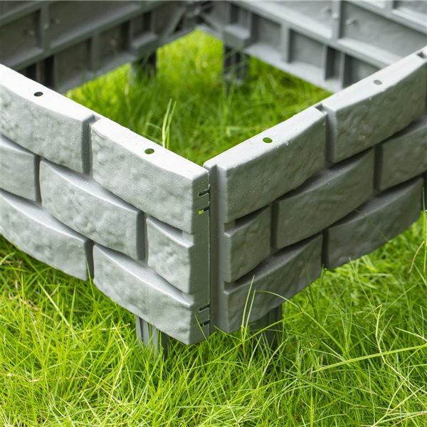 Gardenised 11.5-in x 17-in Grey Imitation Stone Edging Fence - Set of 4 ...