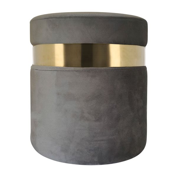 Sagebrook Home Modern Grey Velvet Round Ottoman 16949-06 | RONA