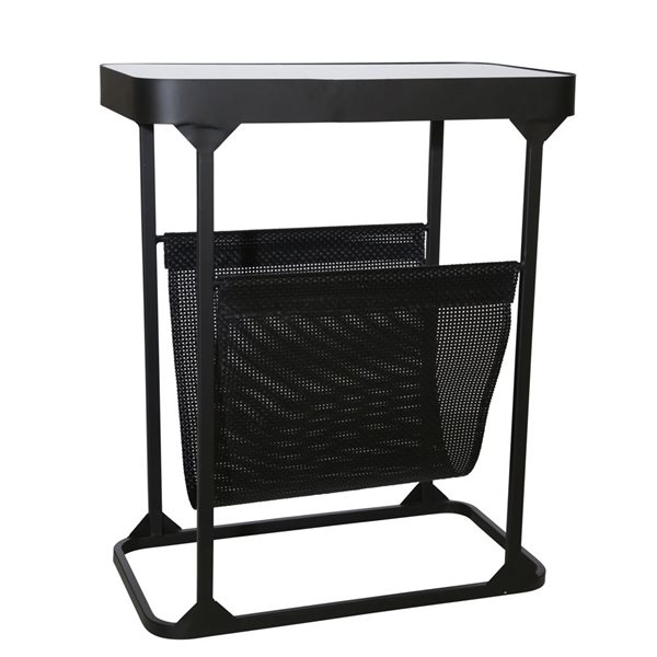 Sagebrook Home Black Glass Rectangular End Table/Magazine Rack 14898 | RONA