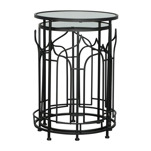 Sagebrook Home Black Glass Round End Table 16539 | RONA