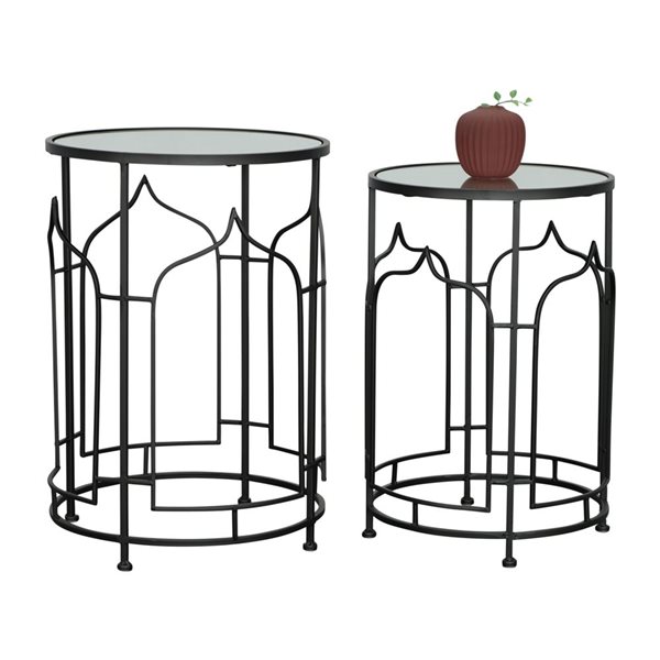 Sagebrook Home Black Glass Round End Table 16539 | RONA