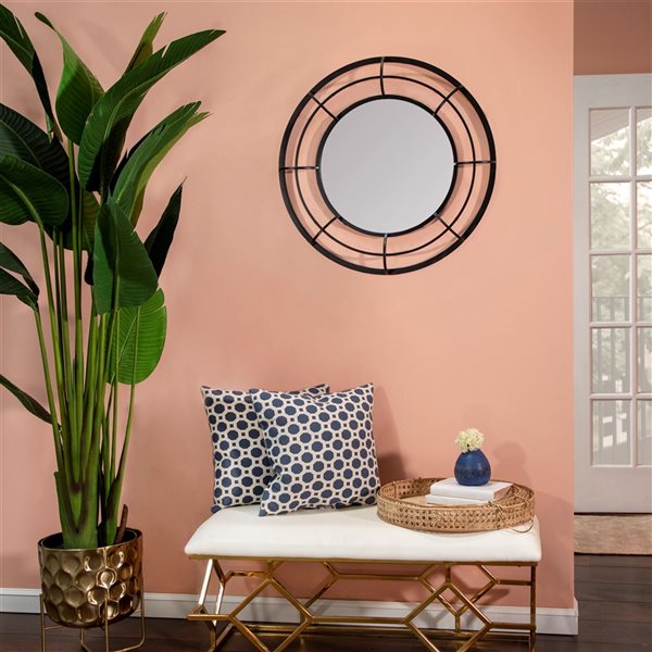 Sagebrook Home 28-in x 3-in Round Black Framed Wall Mirror 14658-02 | RONA