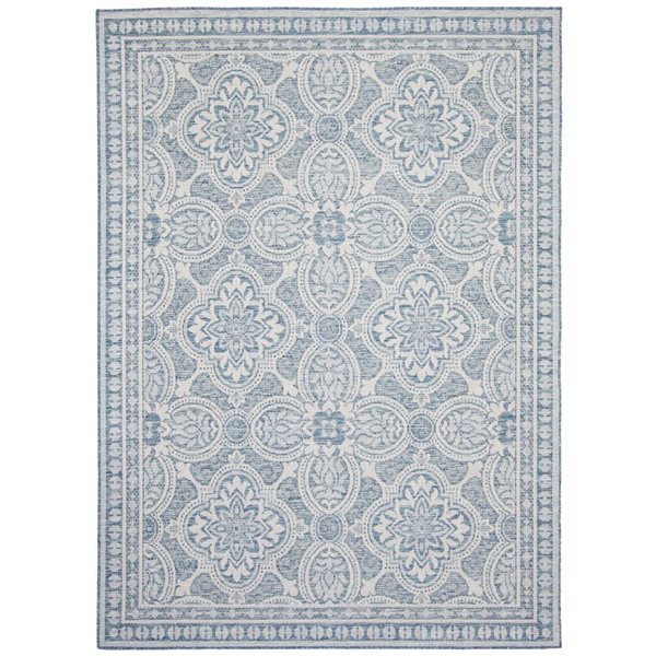 Ecarpet Veranda Traditional 7-ft x 10-ft Blue Rectangular Indoor ...