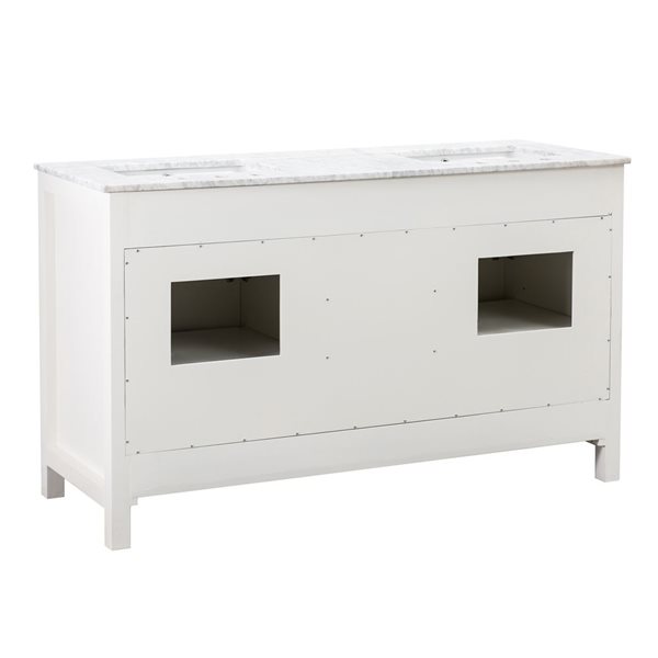 Sunjoy 60-in White Marble Double Rectangular Sink Bathroom Vanity Set ...