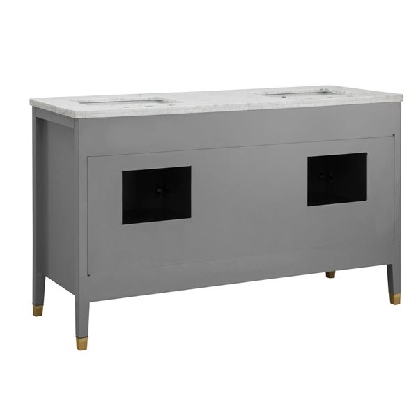Sunjoy 60-in Grey Marble Double Rectangular Sink Bathroom Vanity Set ...