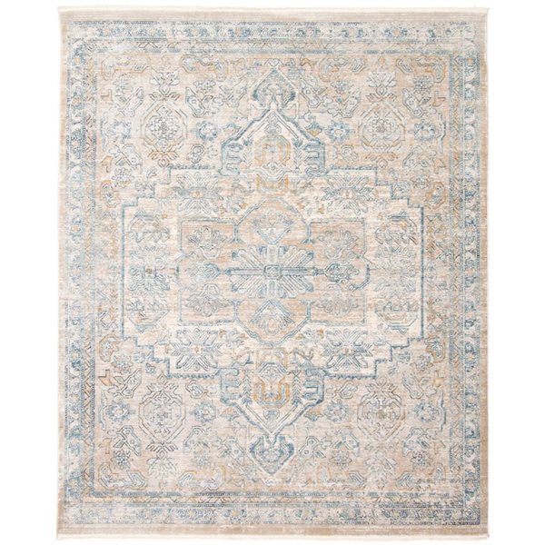 ECARPET Bahama Heriz 8-ft x 10-ft Beige and Blue Rectangular Area rug ...