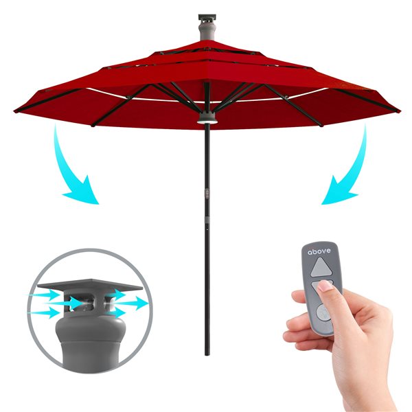 Above Height 11-ft Spectrum Cherry Red No-Tilt Smart Patio Umbrella AB ...
