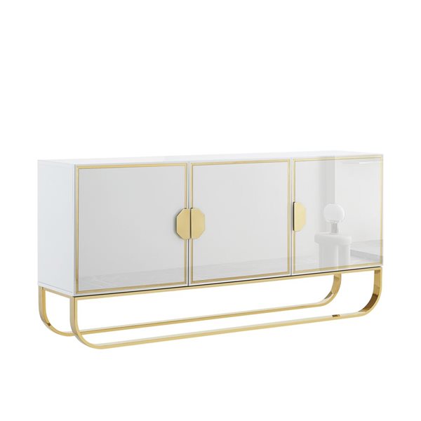Nicole Miller Lilyanne White and Gold 3-Door Composite Sideboard NSD423-09WE3-LAC | RONA
