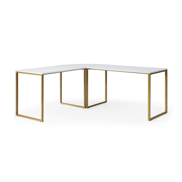 Loft Lyfe Juana 71-in White/Gold L-Shaped Desk LDK342-09GD-LAC | RONA