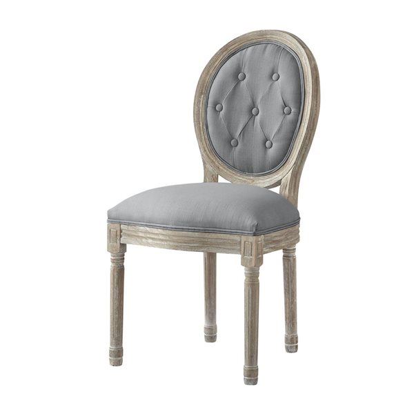 Rustic Manor Edna Traditional Upholstered Grey Linen Dining Chair (Wood ...