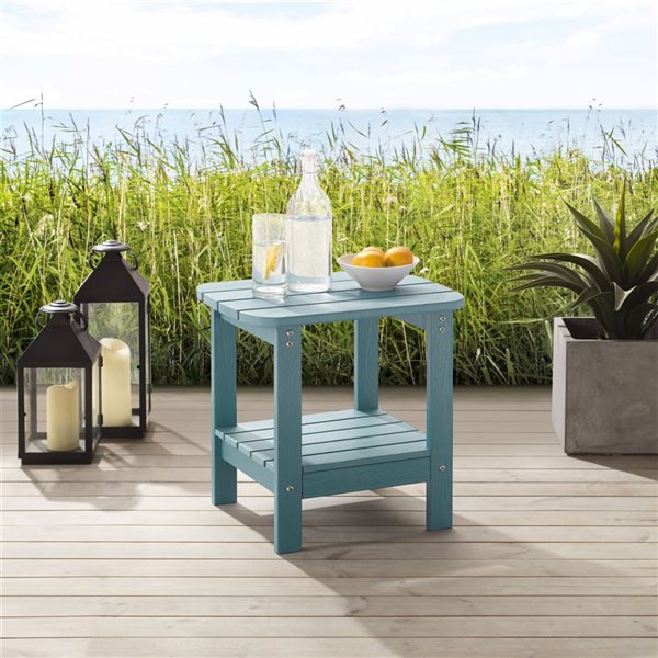 Inspired Home Keiry Aqua 15-in x 18-in Weatherproof Faux Wood Outdoor ...